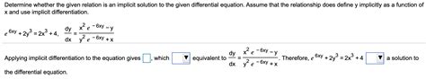 Solved Determine Whether The Given Relation Is An Implicit