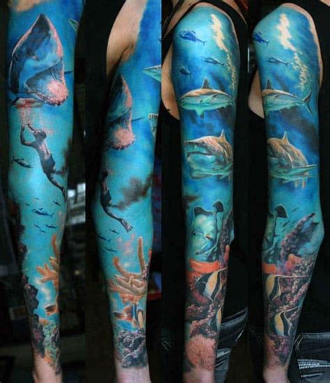 Ocean Themed Sleeve Tattoos