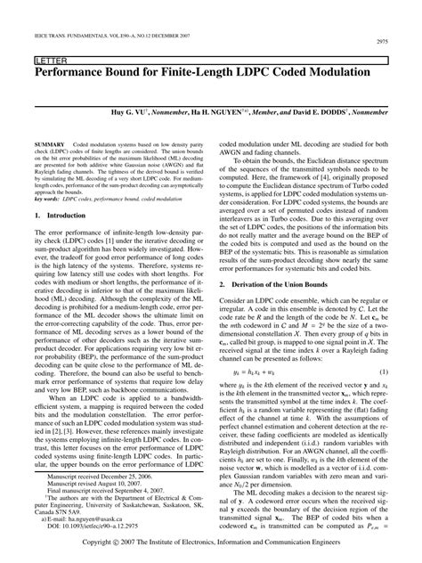 Pdf Performance Bound For Finite Length Ldpc Coded Modulation