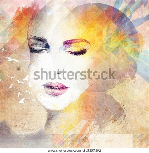Beautiful Woman Face Watercolor Illustration