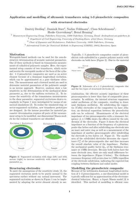 Pdf Application And Modelling Of Ultrasonic Transducers Using 1 3 Piezoelectric Composites