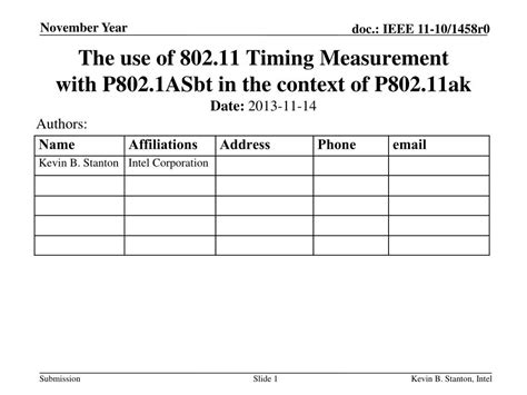 Ppt The Use Of 802 11 Timing Measurement With P802 1asbt In The
