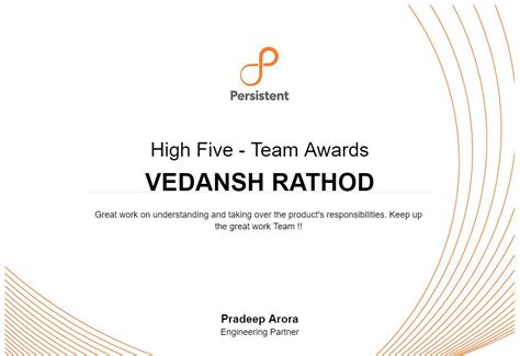 Thrilled To Share That I Have Received The High Five Award From