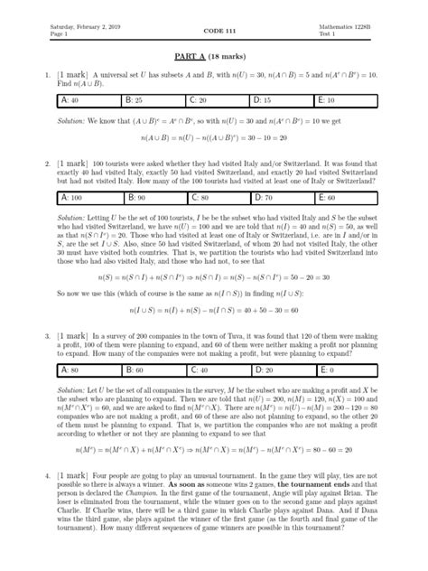 1228bw19t1v1 Sol Pdf Discrete Mathematics Empty Set
