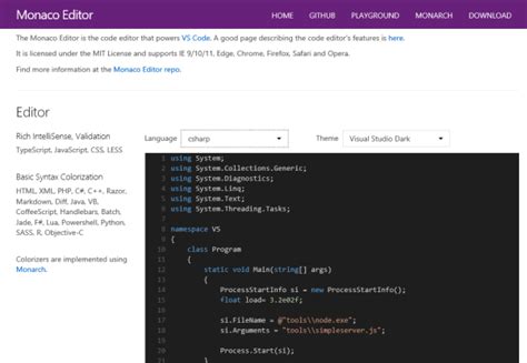 Monaco Editor Editing Published Websites Using Visual