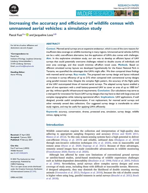 Pdf Increasing The Accuracy And Efficiency Of Wildlife Census With Unmanned Aerial Vehicles A