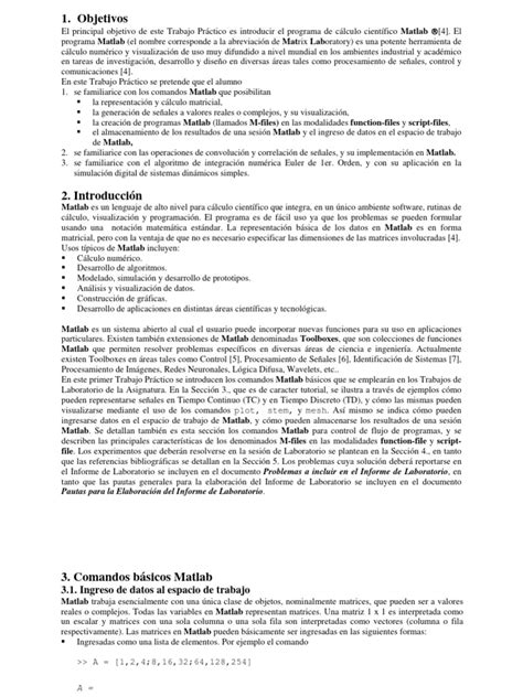 Teoria Y Scripts Matlab Descargar Gratis Pdf Matriz Matemáticas Flujo De Control