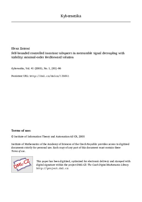 Pdf Self Bounded Controlled Invariant Subspaces In Model Following By Output Feedback Minimal