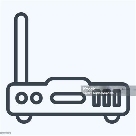 Ikon Router Cocok Untuk Simbol Komponen Komputer Gaya Garis Desain Sederhana Dapat Diedit Vektor