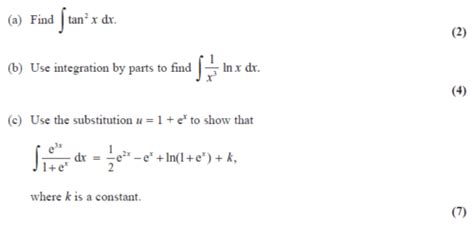 Exam Questions Integration By Substitution ExamSolutions