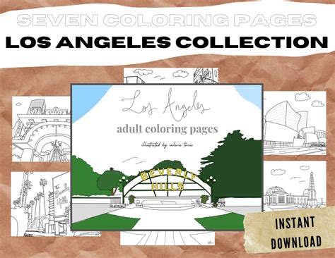 Los Angeles Coloring Pages La Landmarks Printable Illustrations Pdf