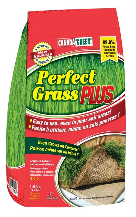 Canada Green Perfect Grass Plus Grass Seed And Fertilizer Mix Easy To Use 15 Kg Canadian Tire