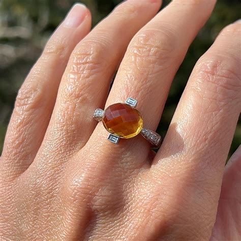 Citrine And Diamond Ring In 14k White Gold For Sale At 1stdibs