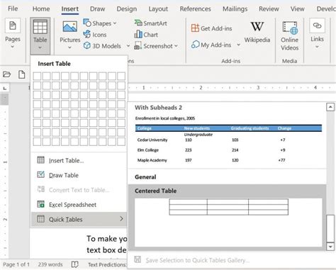 How To Align Tables Using Quick Tables In Microsoft Word Techrepublic