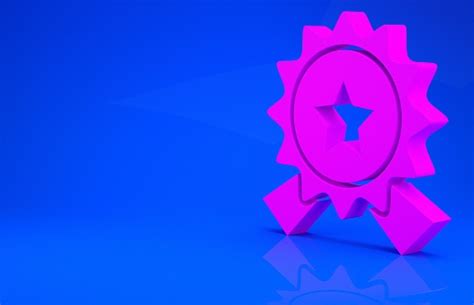 파란색 배경에 고립 된 별 아이콘핑크 메달 우승자 업적 사인 수상 메달 미니멀리즘 개념 3d 일러스트레이션 3d 렌더링 1위에 대한 스톡 사진 및 기타 이미지 Istock