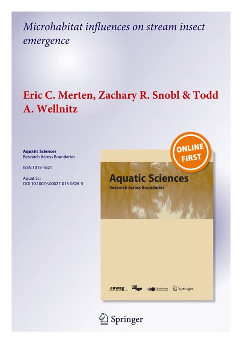 Pdf Microhabitat Influences On Stream Insect Emergence