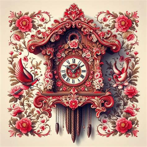 Cuckoo Clock On Styled Background Premium Ai Generated Image