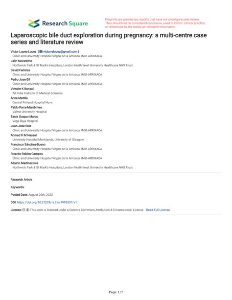 Pdf Laparoscopic Bile Duct Exploration During Pregnancy A Multi Centre Case Series And