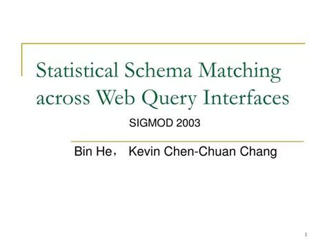 Ppt Statistical Schema Matching In Web Query Interfaces Powerpoint