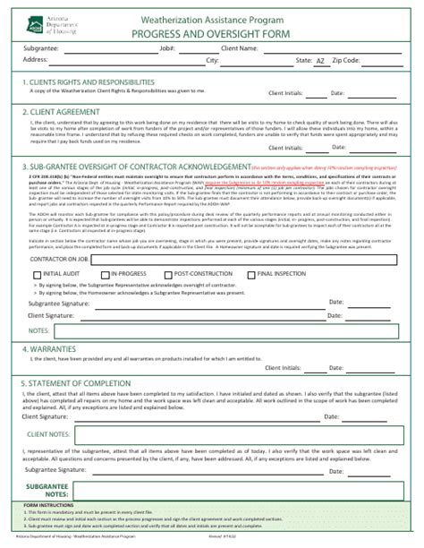 Arizona Progress And Oversight Form Weatherization Assistance Program Fill Out Sign Online