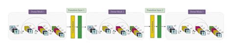 Densenet Architecture With Three Dense Blocks And Adjacent Transition