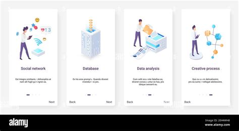 Isometric Data Analysis Social Network Vector Illustration Ux Ui