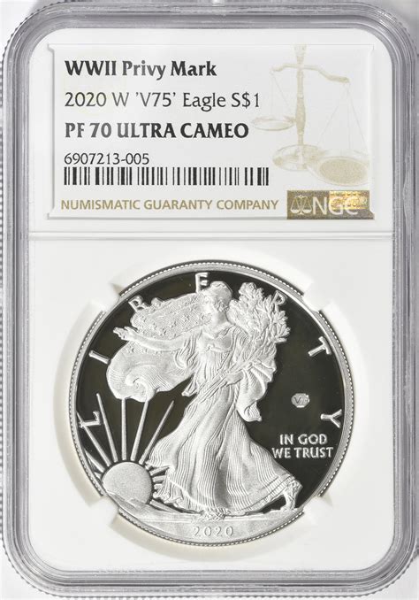 2020 W 1 Silver Eagle V75 Privy Ngc Proof 70 Uc Item 1616583