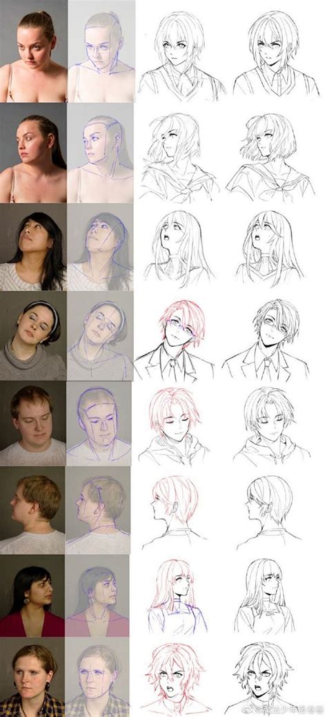 今天的练习各角度头像有些角度还真的很难画 花瓣网