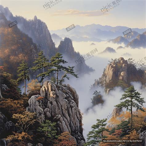 AI创作图迎客松大图 迎客松酒店装饰画 迎客松风景画 迎客松油画 油画迎客松 迎客松酒店客厅背景 迎客松壁画挂画壁纸 松石风景画 迎客松挂画