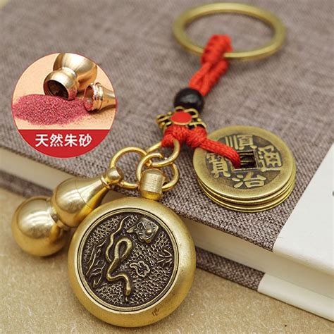 开光转运钥匙扣 十二生肖旋转挂饰 转运招财汽车挂件 护身 辟邪 风水 聚宝盆 出入平安 五帝钱钥匙圈 Copper Keychain