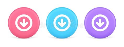 Down Arrow Circle Frame Button Web Interface Pointer Navigation App 3d