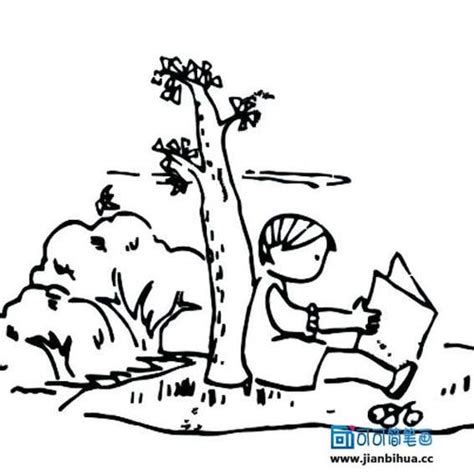 小女孩扶树简笔画（漂亮14张） 简笔画图片大全