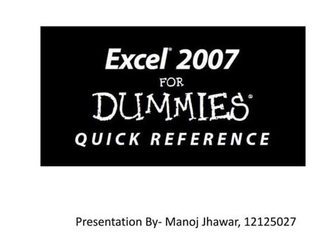 Excel Quick Reference Guide Pdf