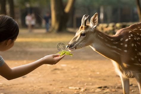 人在给小鹿喂东西高清图片下载 正版图片600289394 摄图网