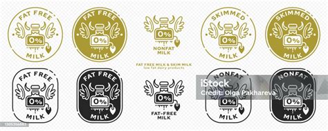 제품 포장을 위한 개념 라벨링 탈지 우유 날개가 있는 우유 캔 암소 성분으로부터자유의 상징 유제품에서 0 지방 벡터 집합 0에 대한 스톡 벡터 아트 및 기타 이미지 Istock