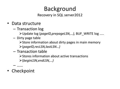 Ppt Enhancing Recovery And Ramp Up Performance Of Dbms When Using An