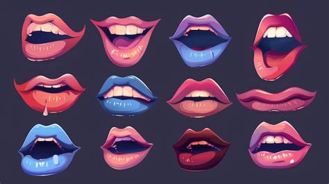 Premium Photo Modern Set Of Talking Mouths Lips And English Pronunciation Signs For Cartoon
