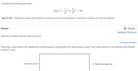 Solved Consider The Following Function 1 4 4 Fx 1 2x