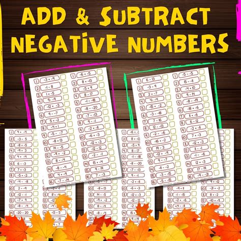 master negative numbers worksheets for adding and subtracting negatives