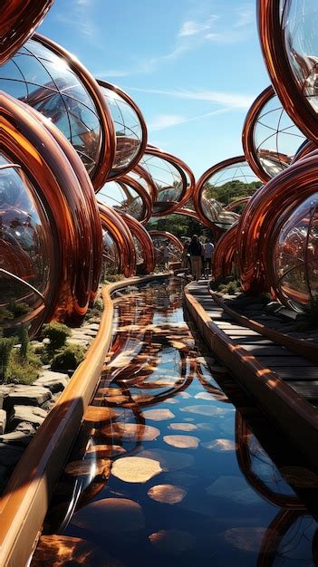 Premium AI Image The Architecture Of The Water Feature Is A Series Of Sculptures By Architect
