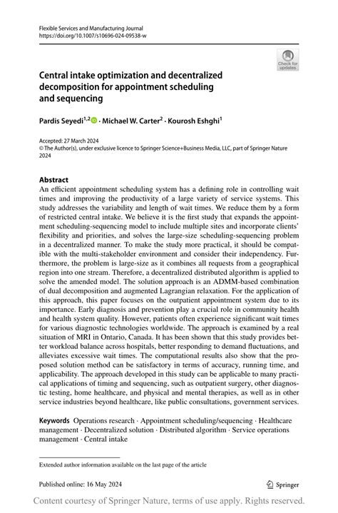 Central Intake Optimization And Decentralized Decomposition For Appointment Scheduling And