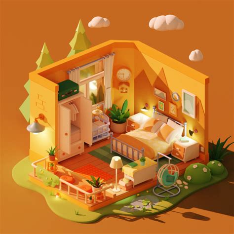 卡通小房间练习——卧室（呆精） Blender布的