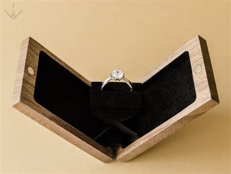 Slim Engagement Ring Box Rotating Proposal Ring Box Thin Etsy