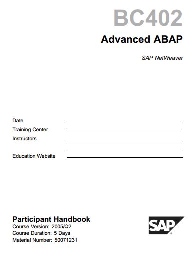 Bc402 Abap Programming Techniques 2005