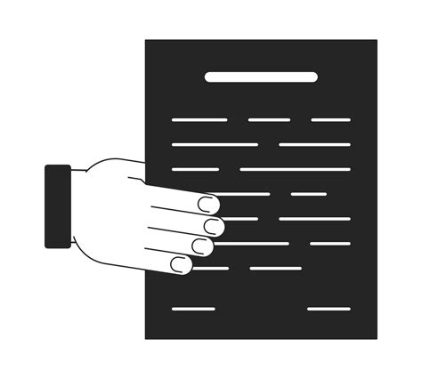Hand Gives Paper Blank Flat Monochrome Isolated Vector Object Share Information Editable Black