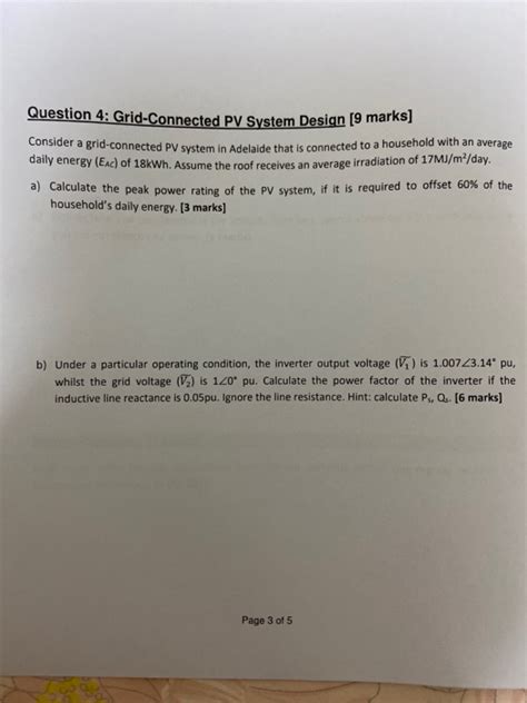 Solved Question Grid Connected PV System Design Marks Chegg