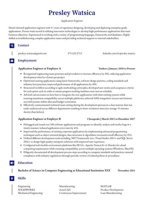 Application Engineer Resume Cv Example And Writing Guide