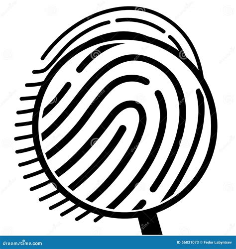 Fingerprint Under A Magnifying Glass Stock Vector Illustration Of Dactylogram Detective 56831073