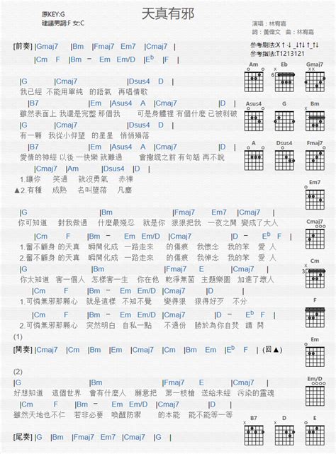 林宥嘉《天真有邪吉他谱》