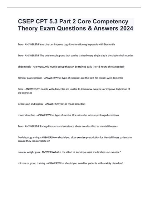 Csep Cpt 53 Part 2 Core Competency Theory Exam Questions And Answers 2024 Csep Cpt 53 Part 2